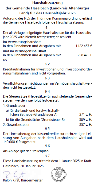 Haselbach - Mitgliedsgemeinden - Verwaltungsgemeinschaft